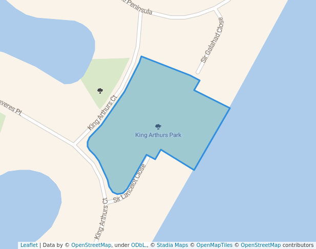 King Arthurs Park in Paradise Point | Map and Routes