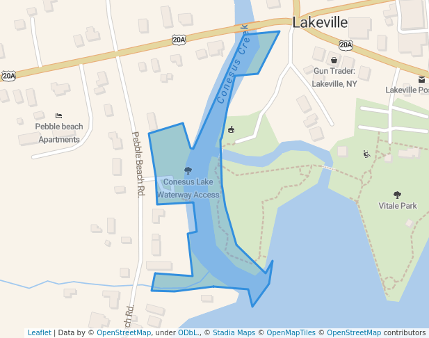 Conesus Lake Waterway Access in Lakeville | Map and Routes