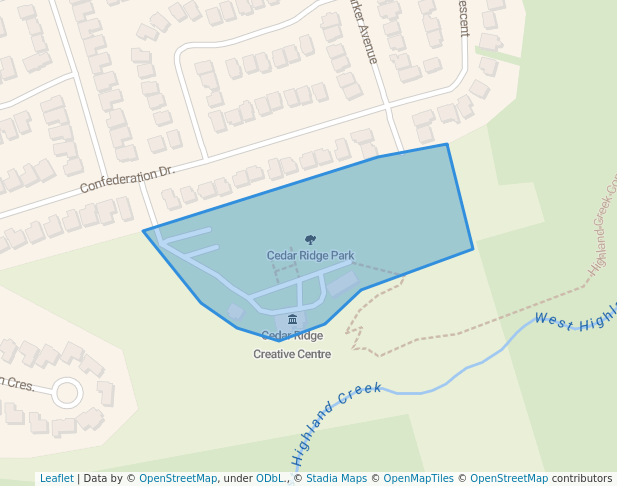 Cedar Ridge Park in Toronto | Map and Routes