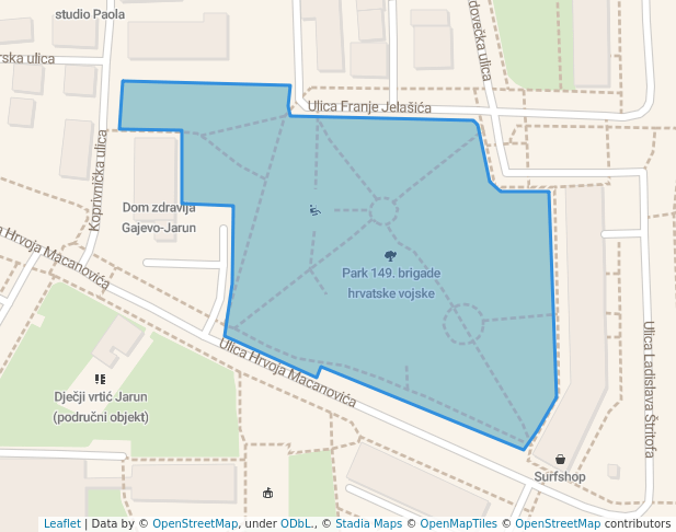 Park 149. brigade hrvatske vojske in Zagreb | Map and Routes