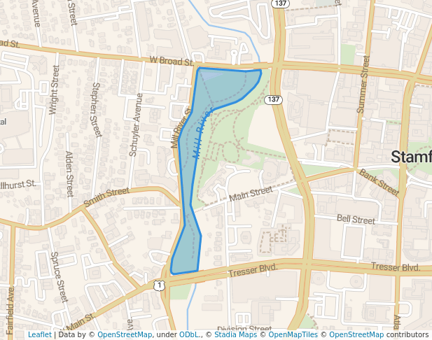 Mill River Park in Stamford | Map and Routes