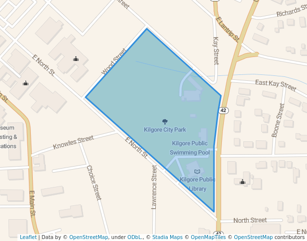 Kilgore City Park in Kilgore | Map and Routes