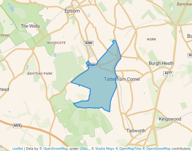 Epsom Downs in Epsom | Map and Routes