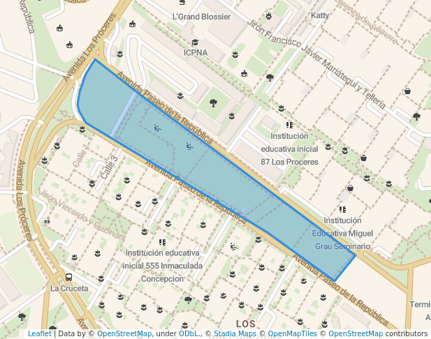 Parque Prolongación Paseo de la República in Santiago de Surco | Map ...