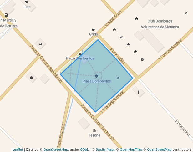 Plaza Bomberitos in Ramos Mejía | Map and Routes