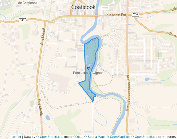 Parc Jean-D'Avignon in Coaticook | Map and Routes