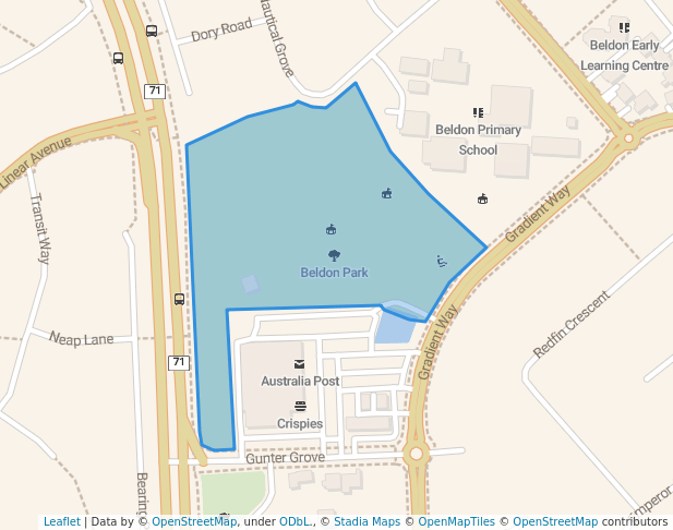 Beldon Park in Beldon | Map and Routes