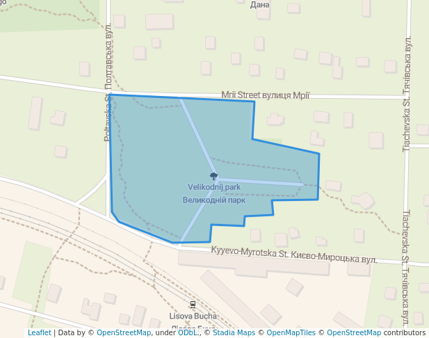 Великодній парк in Bucha | Map and Routes