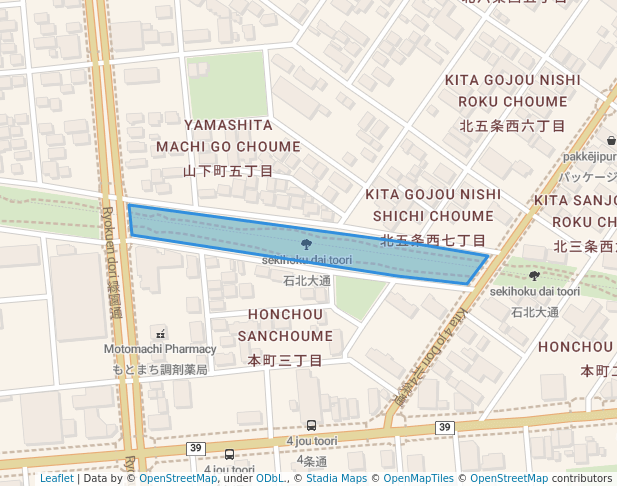 石北大通 in Kitami | Map and Routes