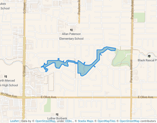 Black Rascal Strip Park in Merced | Map and Routes