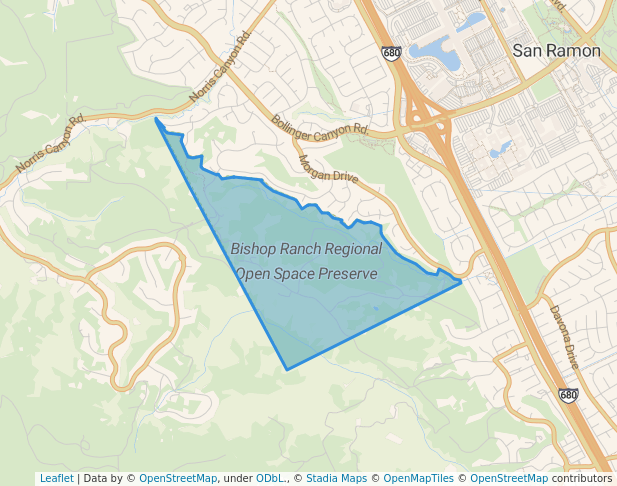 Bishop Ranch Regional Open Space Preserve in San Ramon | Map and Routes