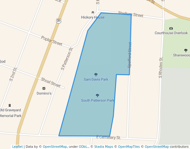 Sam Davis Park in Pulaski | Map and Routes