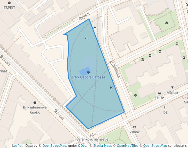 Park Gábora Barossa in Bratislava | Map and Routes