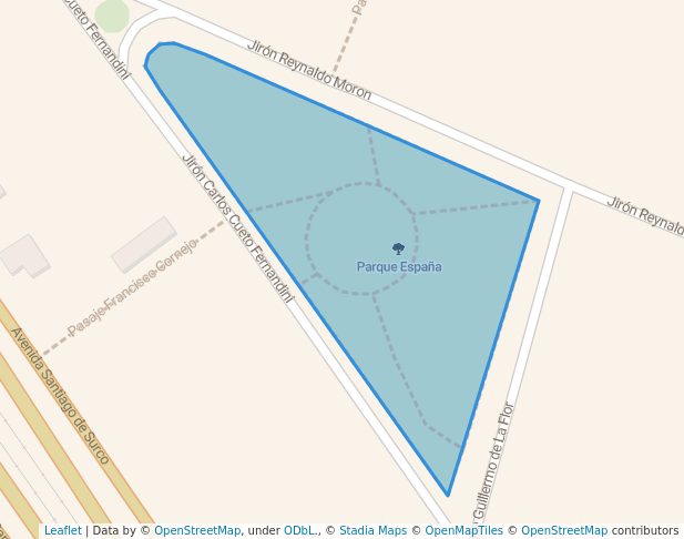 Parque España in Santiago de Surco | Map and Routes