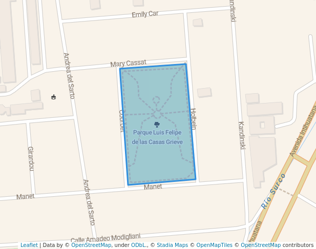 Parque Luis Felipe de las Casas Grieve in Surquillo | Map and Routes