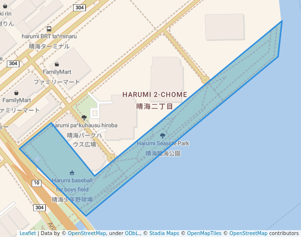 Harumi Seaside Park in Chuo City | Map and Routes
