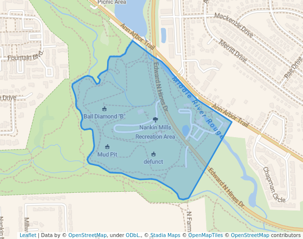 Nankin Mills Recreation Area in Westland | Map and Routes