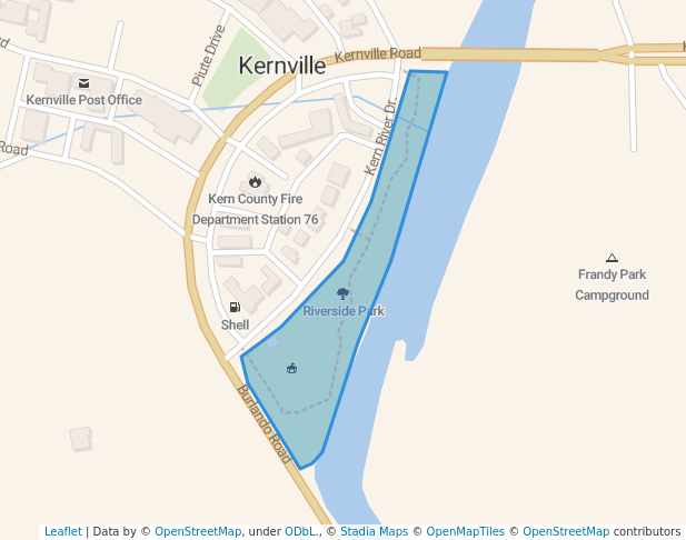 Riverside Park in Kernville | Map and Routes