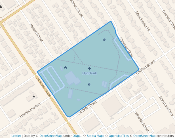 Hunt Park in Riverside | Map and Routes