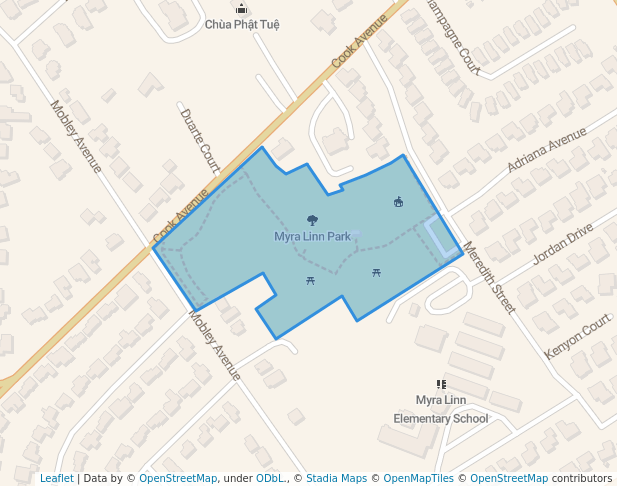 Myra Linn Park in Riverside | Map and Routes