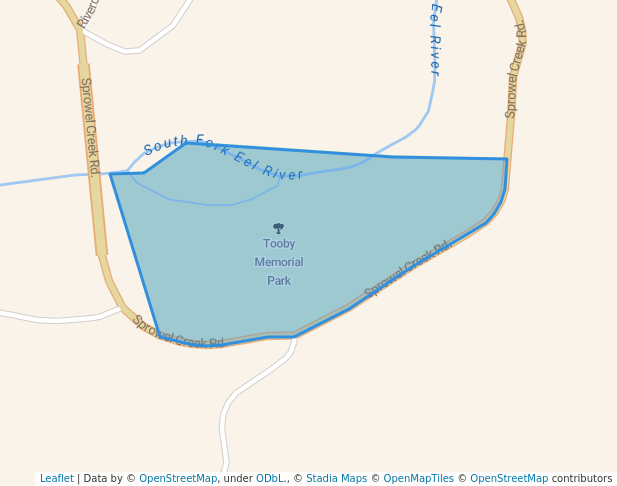 Tooby Memorial Park in Garberville | Map and Routes