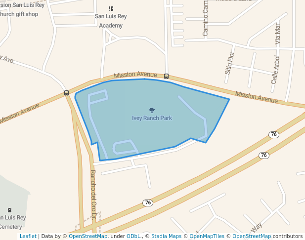 Ivey Ranch Park in Oceanside | Map and Routes