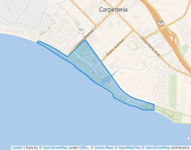 Carpinteria State Beach in Carpinteria | Map and Routes