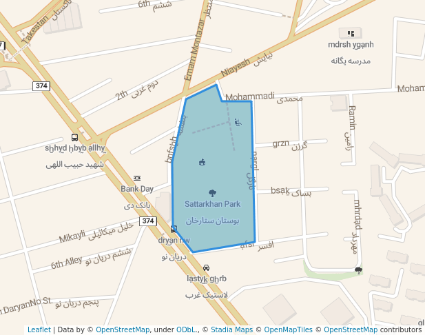Sattarkhan Park in Tehran | Map and Routes