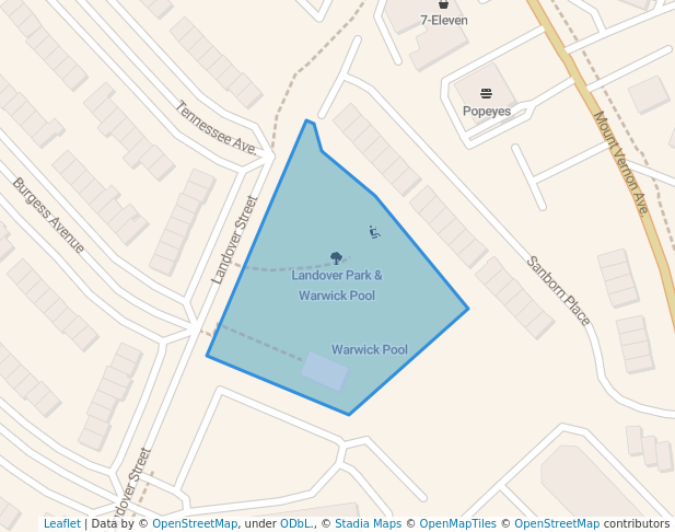 Landover Park & Warwick Pool in Alexandria | Map and Routes