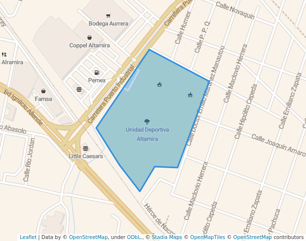 Unidad Deportiva Altamira in Altamira | Map and Routes
