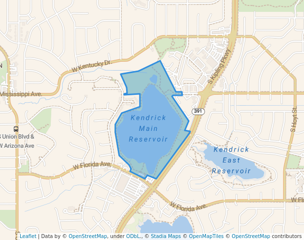 Main Reservoir Park in Lakewood | Map and Routes
