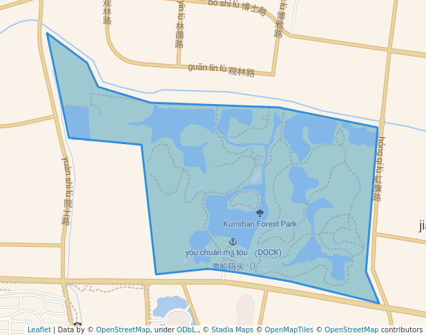 Kunshan Forest Park in Su Zhou Shi | Map and Routes