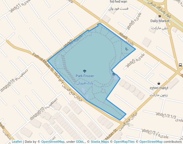Park Frozan in Shiraz | Map and Routes