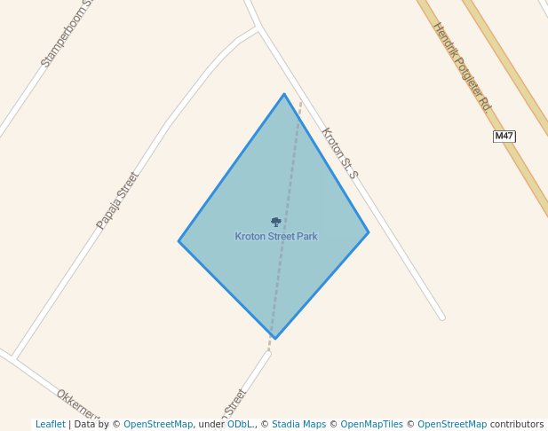 Kroton Street Park in Roodepoort | Map and Routes