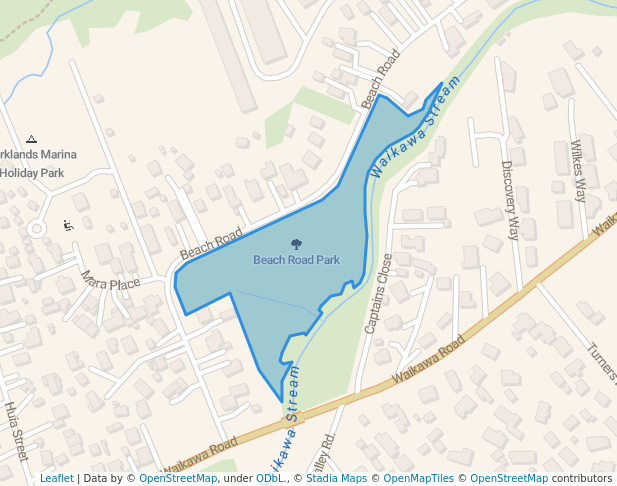 Beach Road Park in Waikawa | Map and Routes