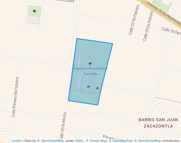 Deportivo Bicentenario Tonanitla in Santa María Tonanitla | Map and Routes