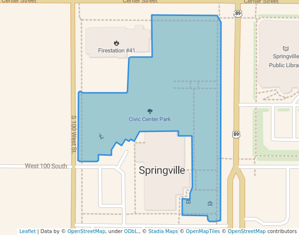 Civic Center Park in Springville | Map and Routes