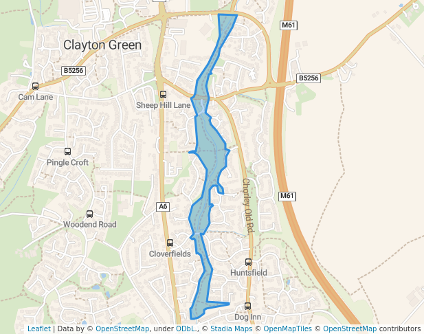 Carr Brook Linear Park in Clayton-le-Woods | Map and Routes