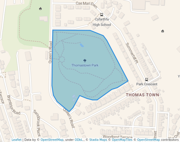 Thomastown Park in Merthyr Tydfil | Map and Routes