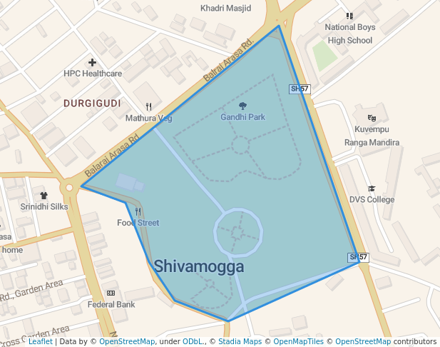 Gandhi Park in Shivamogga | Map and Routes