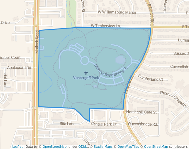 Vandergriff Park in Arlington | Map and Routes