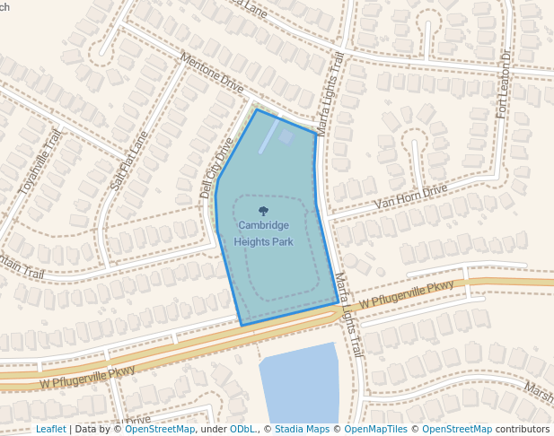 Cambridge Heights Park in Round Rock | Map and Routes