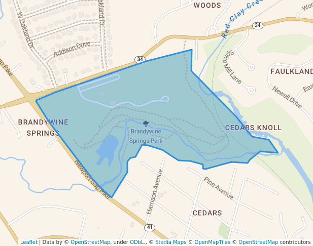 Brandywine Springs Park in Wilmington | Map and Routes