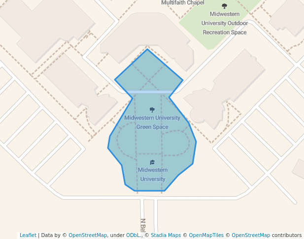 Midwestern University Green Space in Glendale | Map and Routes