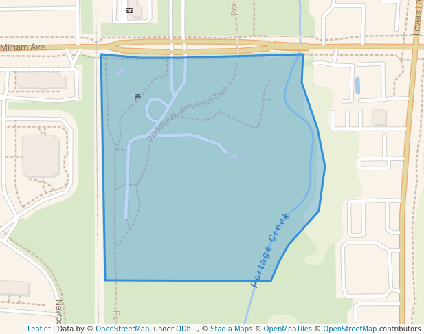 Portage Creek Bicentennial Park - Milham Entrance in Portage | Map and ...