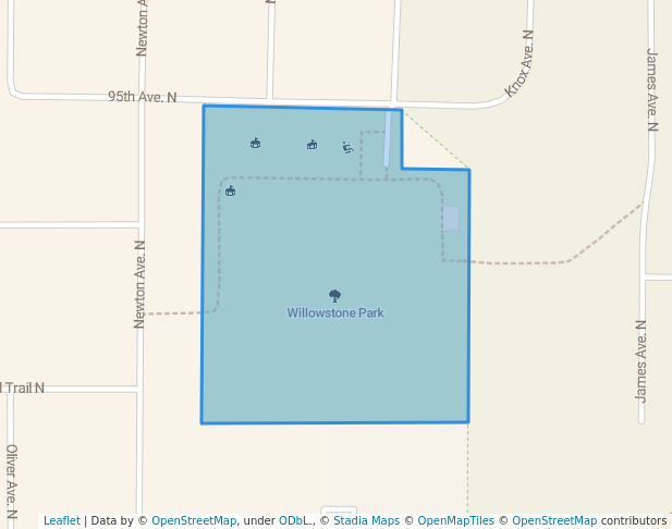 Willowstone Park in Brooklyn Park | Map and Routes