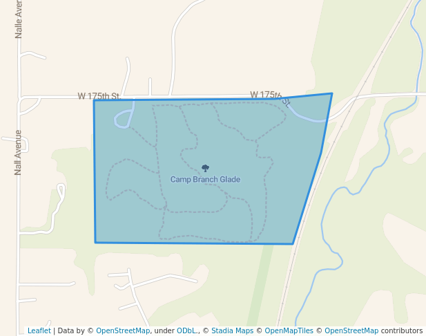 Camp Branch Glade in Stilwell | Map and Routes