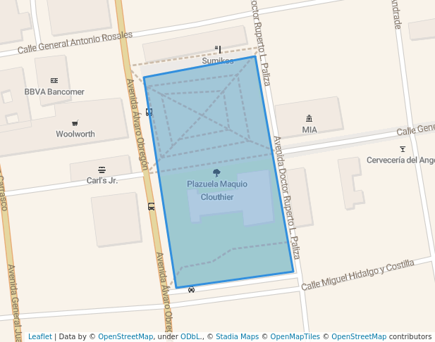 Plazuela Maquio Clouthier in Culiacán Rosales | Map and Routes