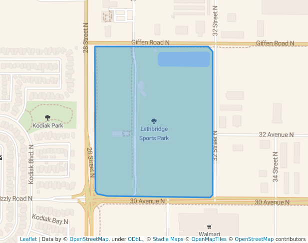 Lethbridge Sports Park in Lethbridge | Map and Routes