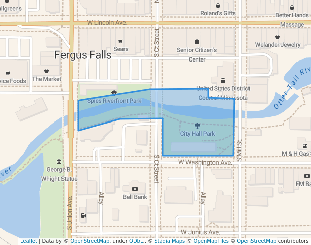 City Hall Park in Fergus Falls | Map and Routes